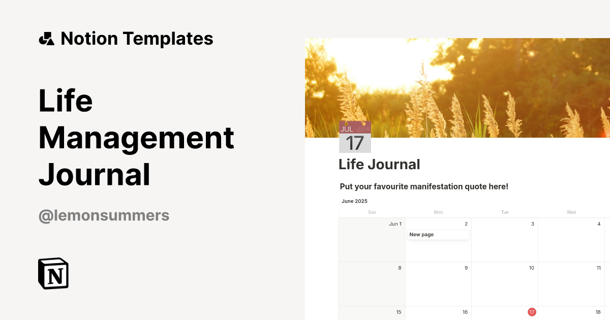 Life Management Journal Template | Notion Marketplace
