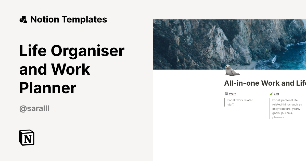 Life Organiser and Work Planner Template | Notion Marketplace