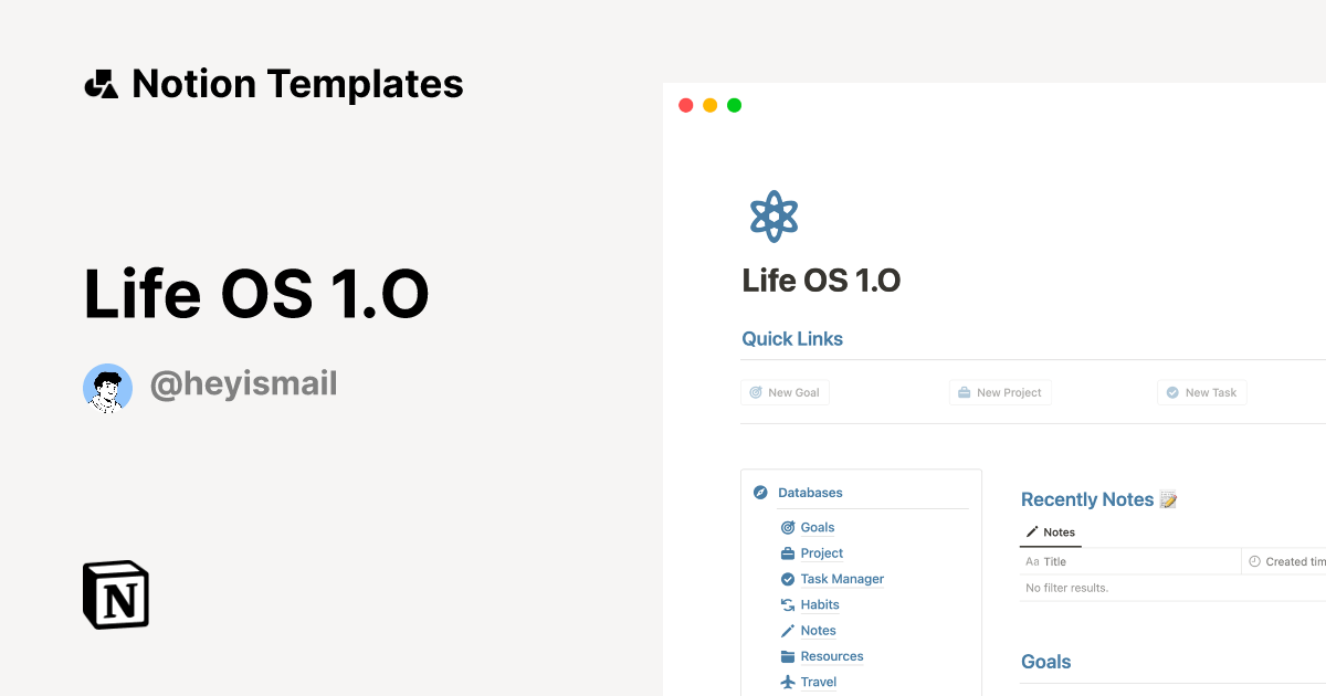 Life OS 1.O Template | Notion Marketplace