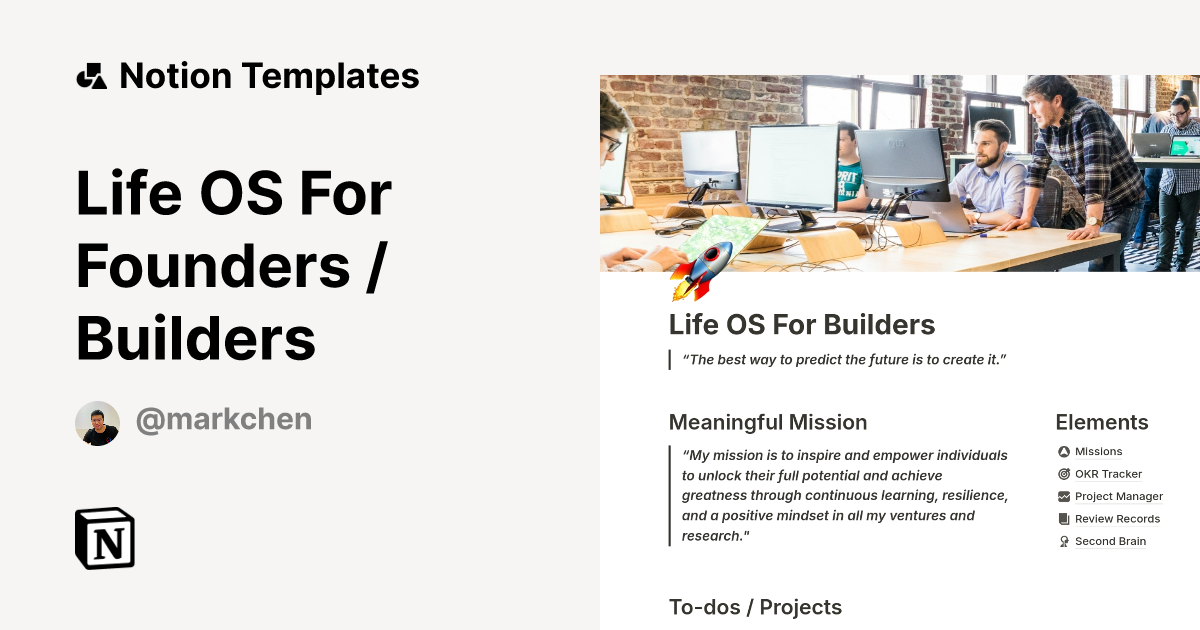 Life OS For Founders / Builders Template | Notion Marketplace