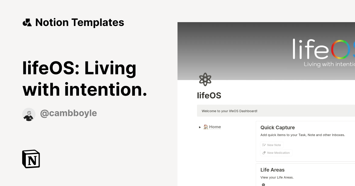 lifeOS: Living with intention. Template by Cameron Boyle | Notion ...