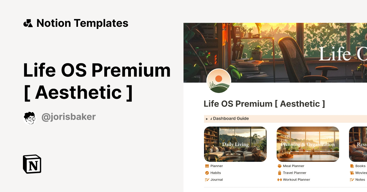 Life OS Premium [ Aesthetic ] Template by Joris Baker | Notion Marketplace