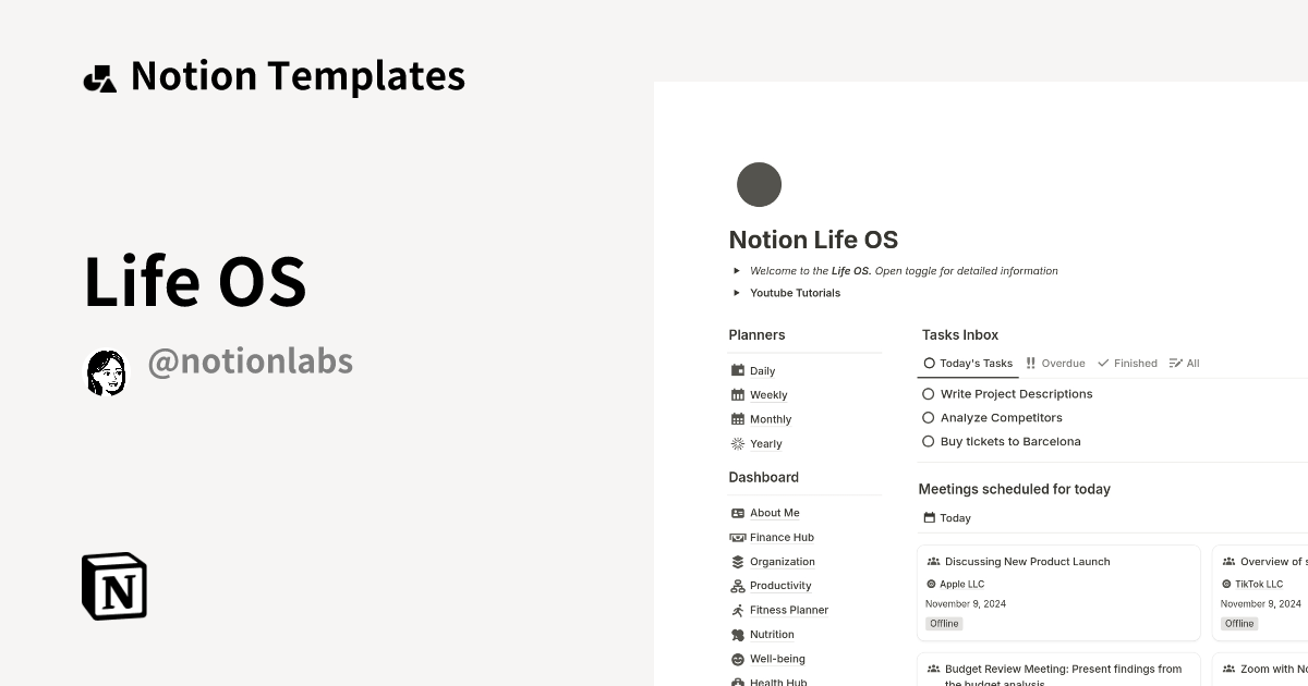 Life OS Template by Smart Notion | Notion Marketplace