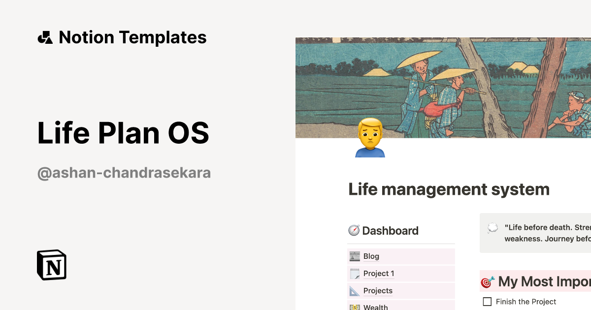 Life Plan OS Template by Ashan Chandrasekara | Notion Marketplace