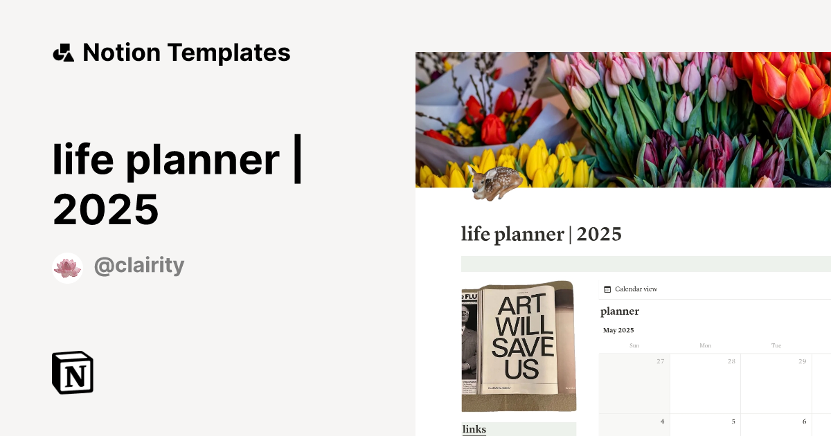life planner | 2025 Template by hayden claire | Notion Marketplace