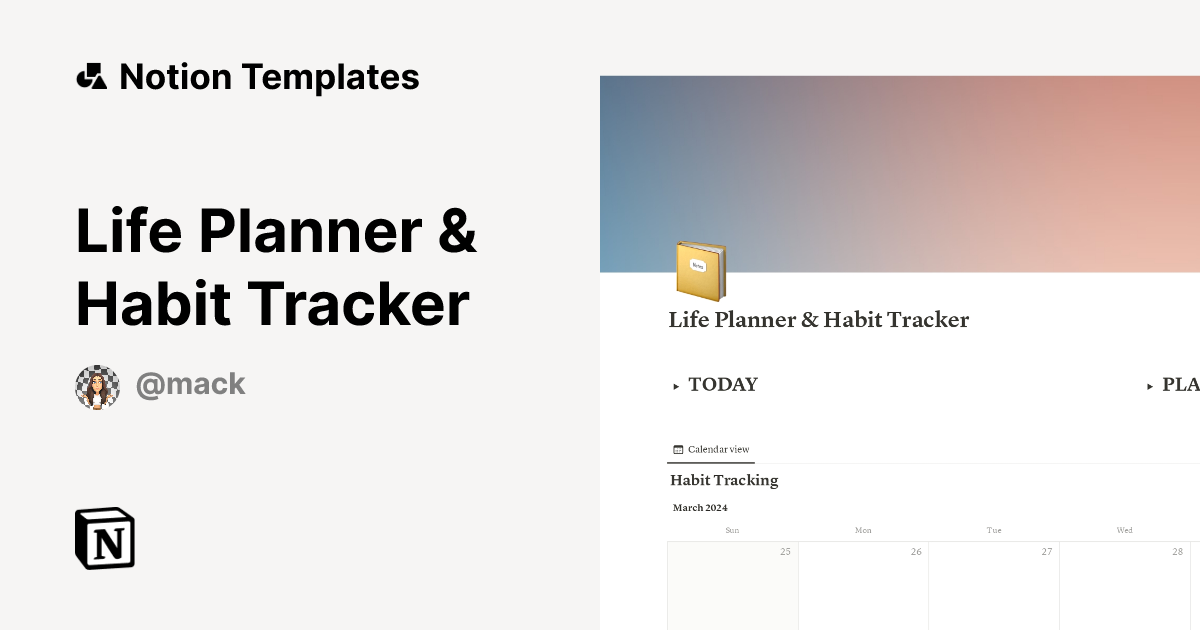 Life Planner & Habit Tracker Template by mack | Notion Marketplace