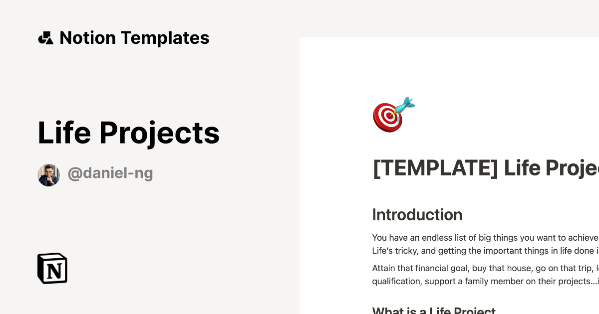 Life Projects Template | Notion Marketplace