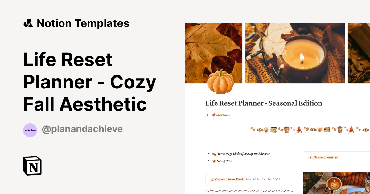 Life Reset Planner - Cozy Fall Aesthetic Template | Notion Marketplace