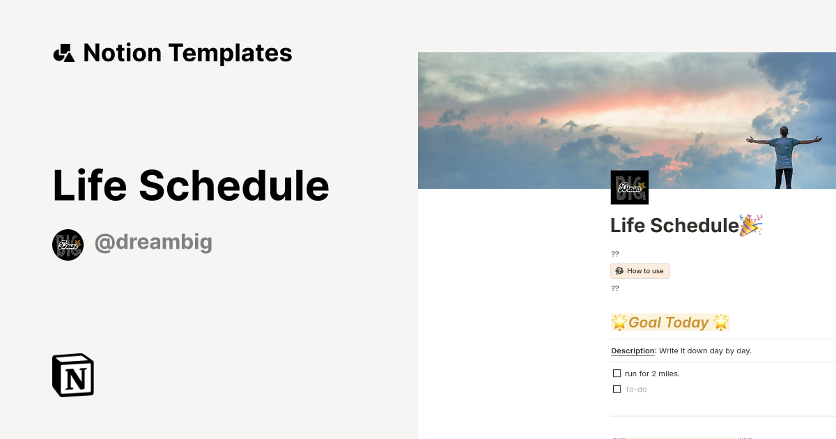 Life Schedule Template | Notion Marketplace