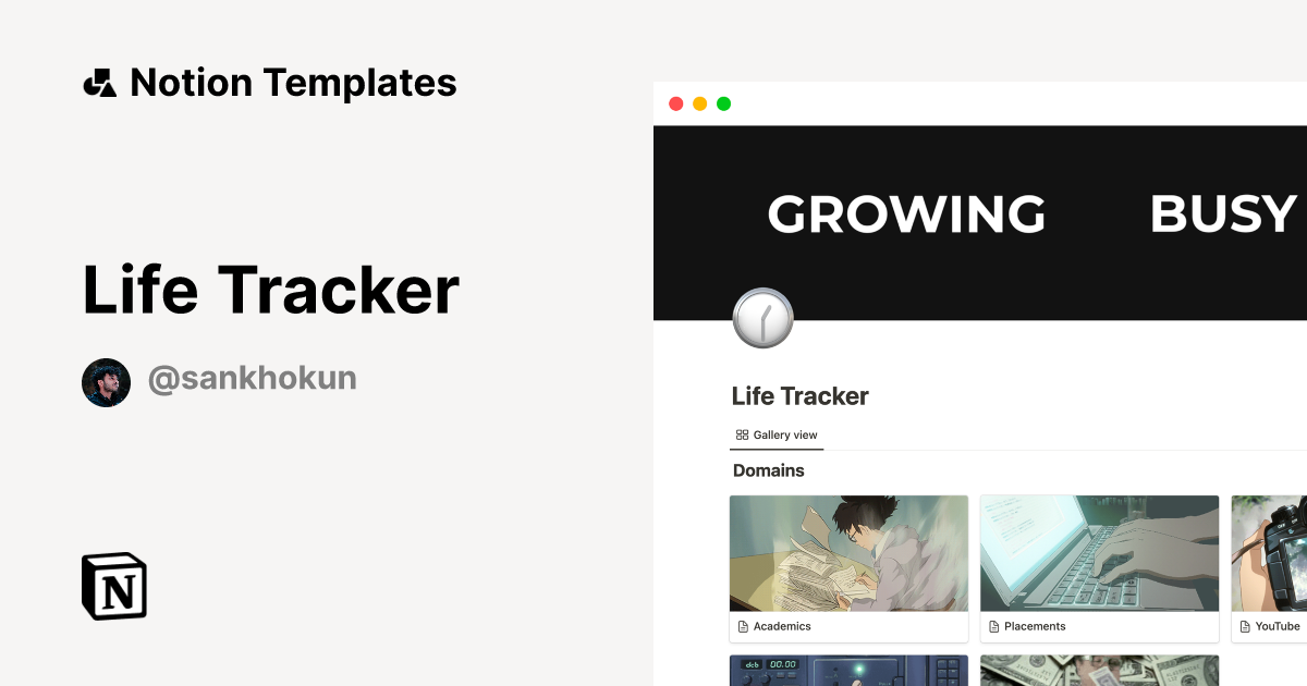 Life Tracker Template by Sankho kun | Notion Marketplace