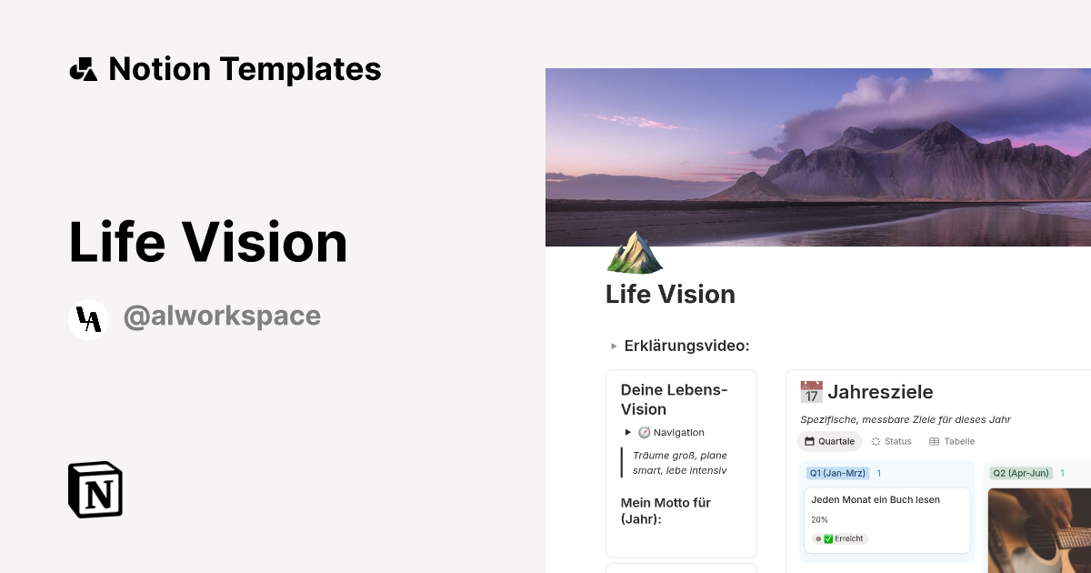 Life Vision Template by AL's Workspace | Notion Marketplace