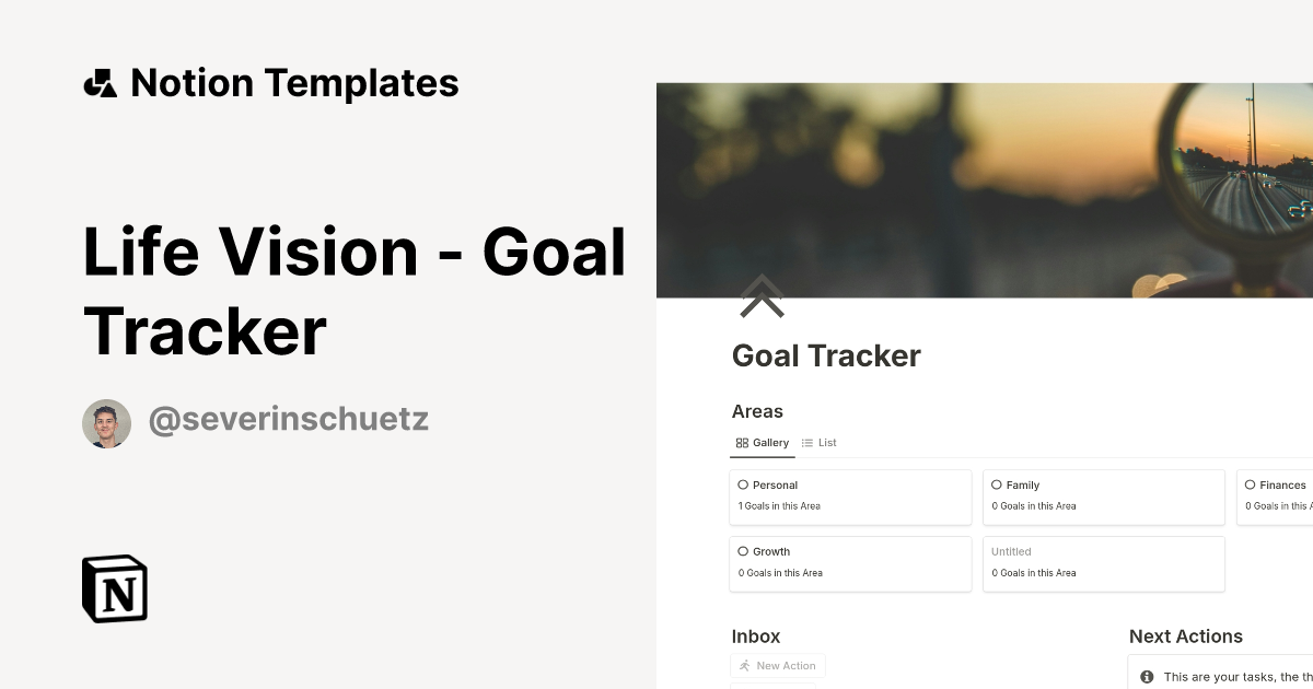 Life Vision - Goal Tracker Template by Severin Schuetz | Notion Marketplace
