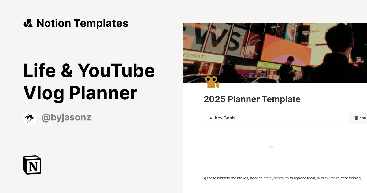 Life & YouTube Vlog Planner Template by byjasonz | Notion Marketplace