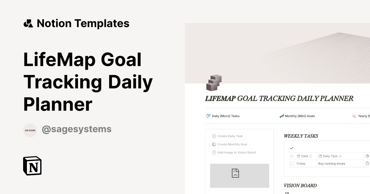 LifeMap Goal Tracking Daily Planner Template | Notion Marketplace