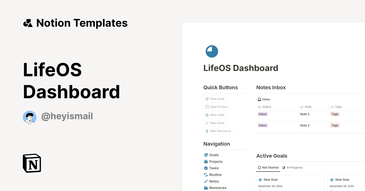 LifeOS Dashboard Template by heyismail | Notion Marketplace