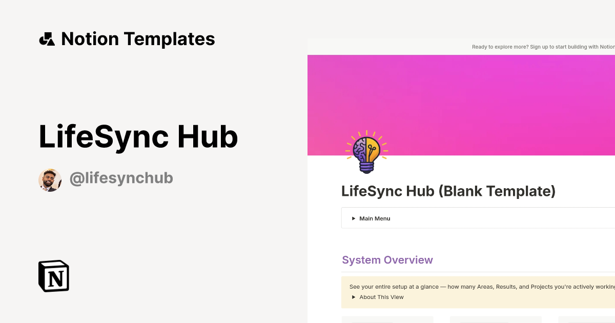 LifeSync Hub Template | Notion Marketplace
