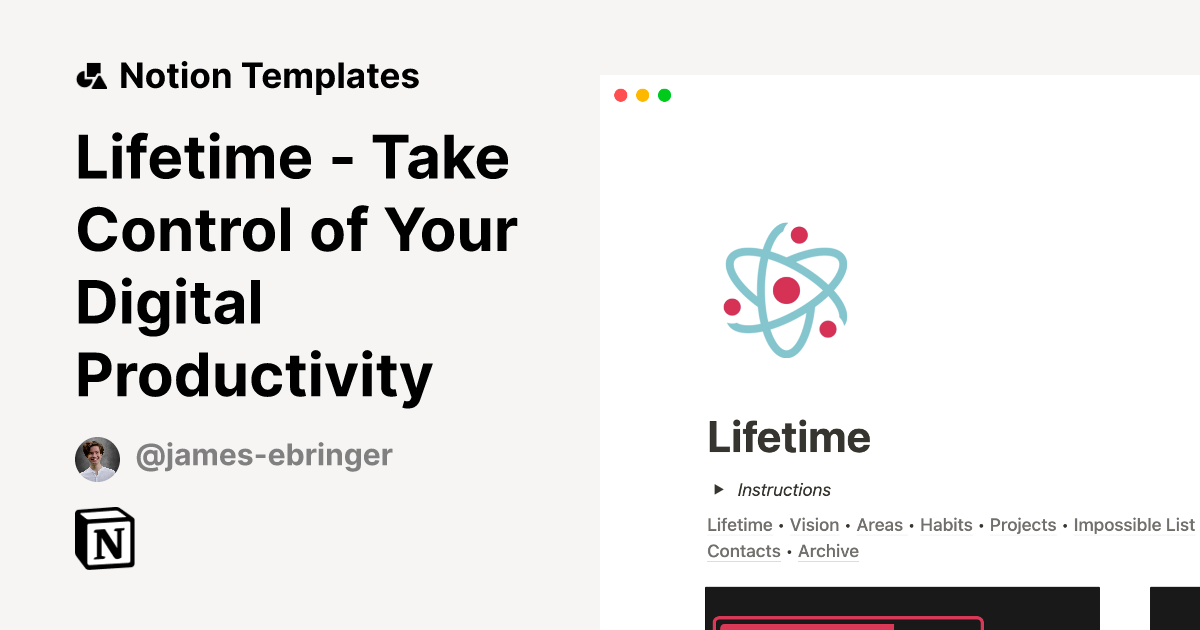 Lifetime - Take Control of Your Digital Productivity Template by James ...
