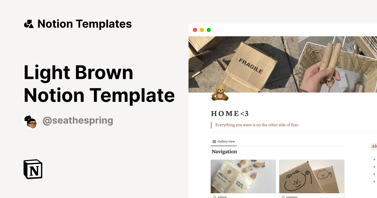 Light Brown Notion Template Template | Notion Marketplace