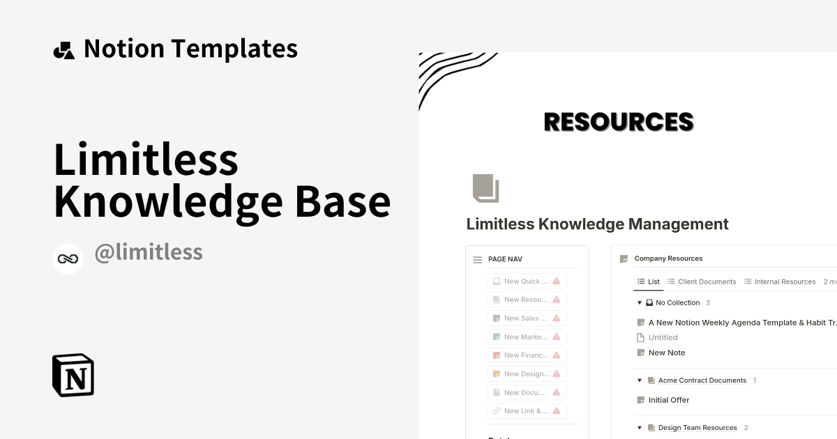 Limitless Knowledge Base Template | Notion Marketplace