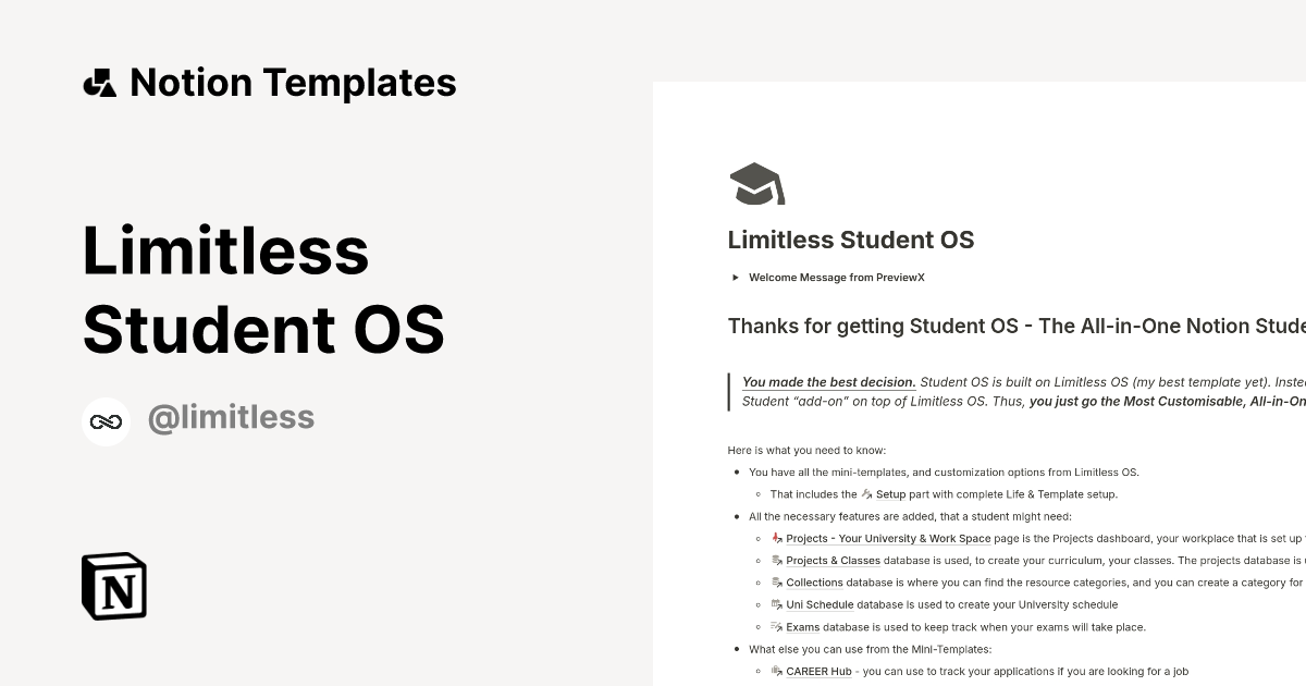 Limitless Student OS Template | Notion Marketplace