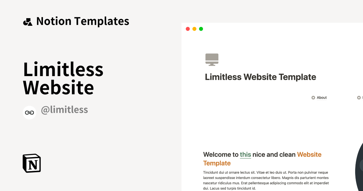 Limitless Website Template | Notion Marketplace