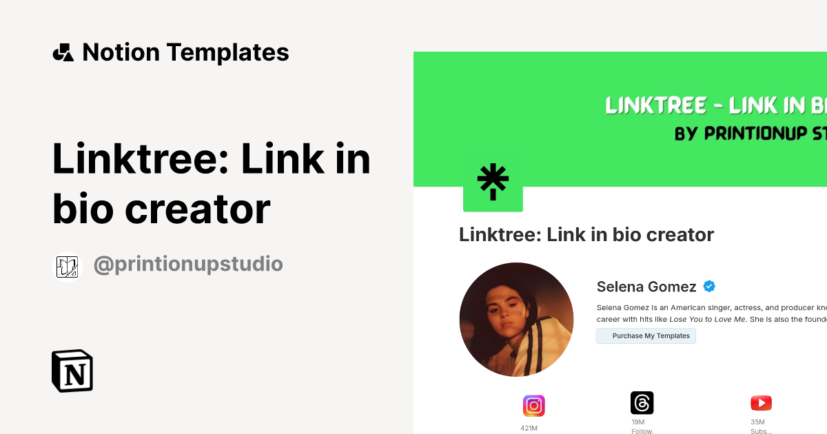 Linktree: Link in bio creator Template | Notion Marketplace