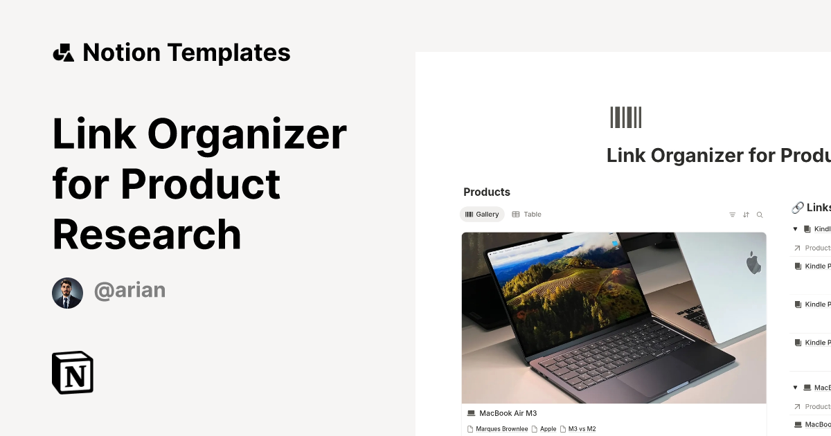 Link Organizer for Product Research Template | Notion Marketplace