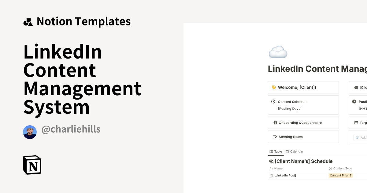 LinkedIn Content Management System Template | Notion Marketplace