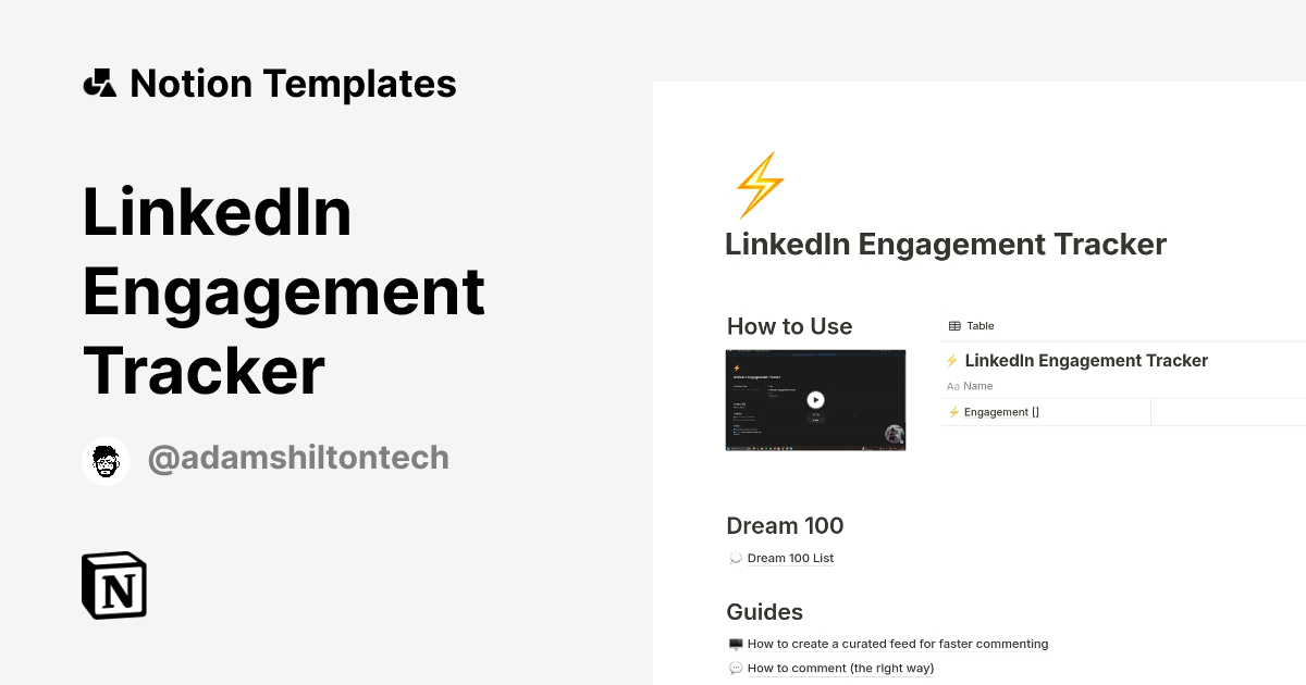 LinkedIn Engagement Tracker Template | Notion Marketplace