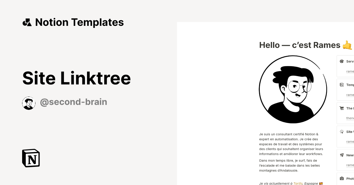 Site Linktree Template by Second Brain | Notion Marketplace