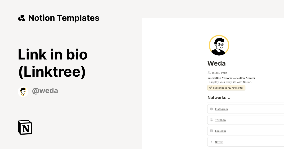 Link in bio (Linktree) Template | Notion Marketplace