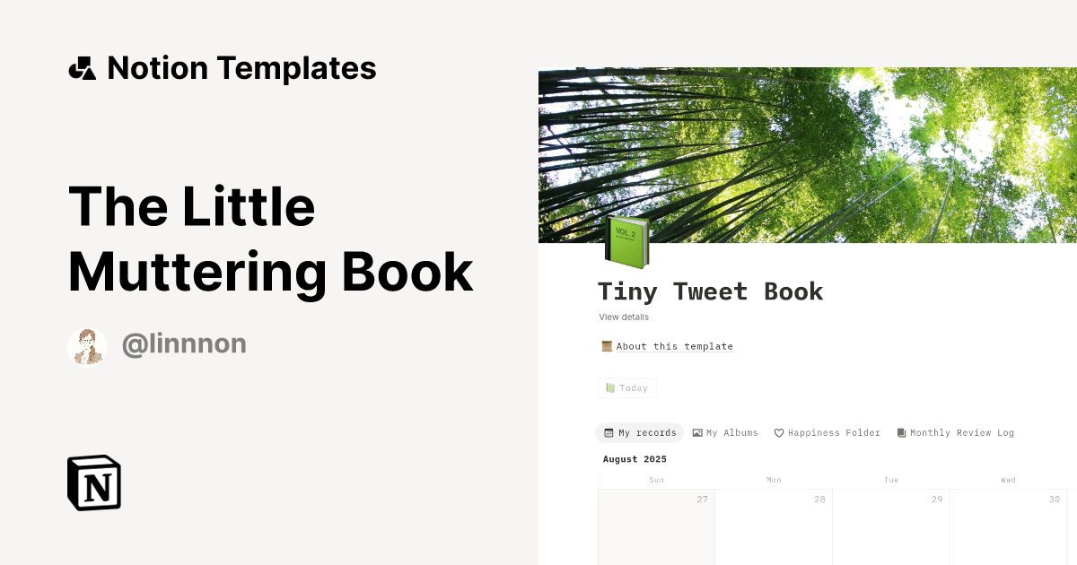 The Little Muttering Book Template by りのん | Notion Marketplace
