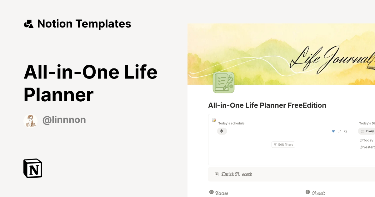 All-in-One Life Planner Template | Notion Marketplace