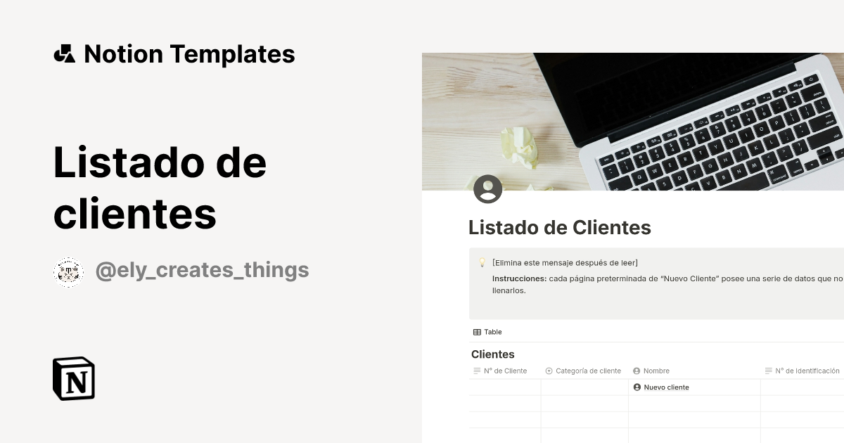 Listado de clientes Template by Ely Creates Things | Notion Marketplace