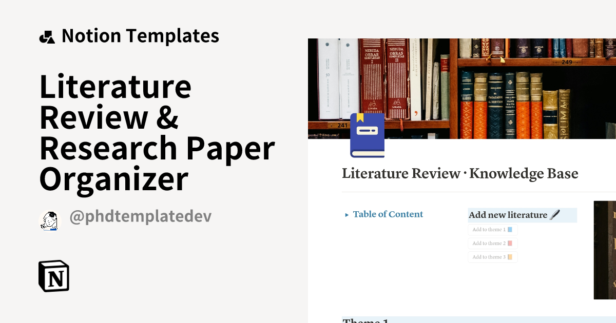 Literature Review & Research Paper Organizer Template by PhD Template ...