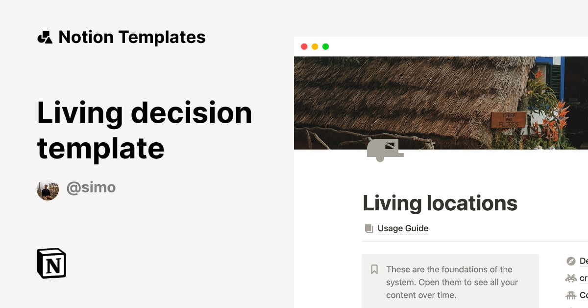 Living decision template Template by Simone Smerilli | Notion Marketplace