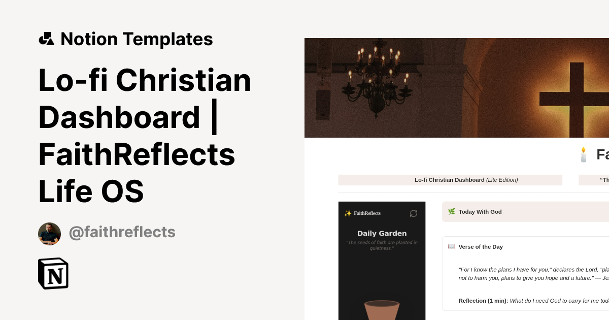 Lo-fi Christian Dashboard | FaithReflects Life OS Template by ...