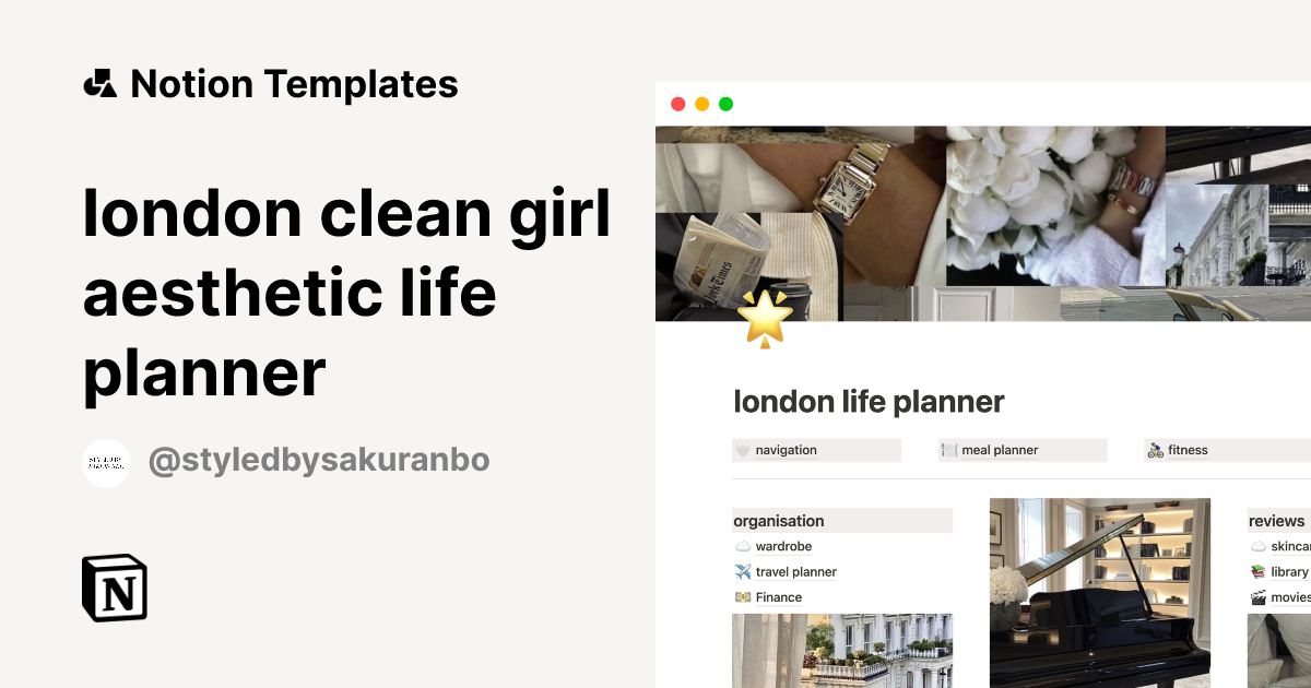 london clean girl aesthetic life planner Template by Styled by ...