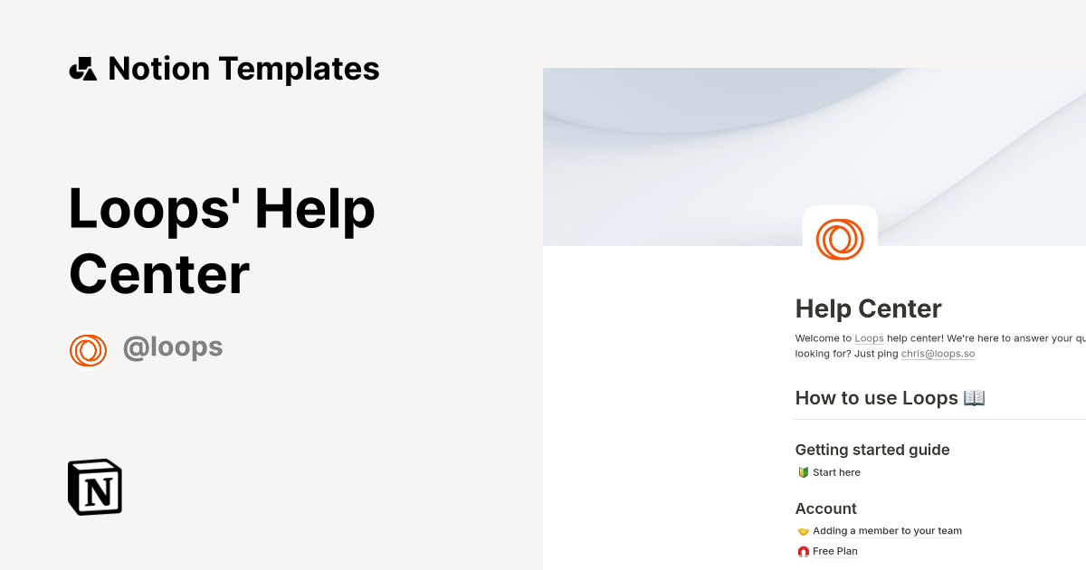 Loops' Help Center Template | Notion Marketplace