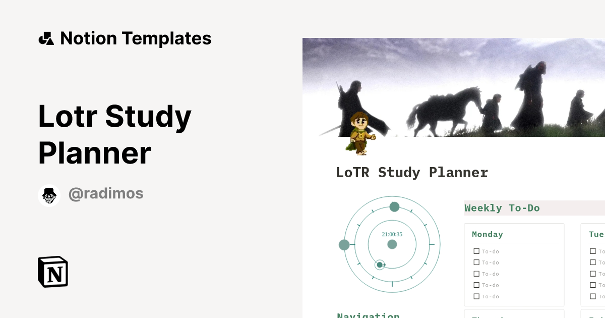 Lotr Study Planner Template | Notion Marketplace