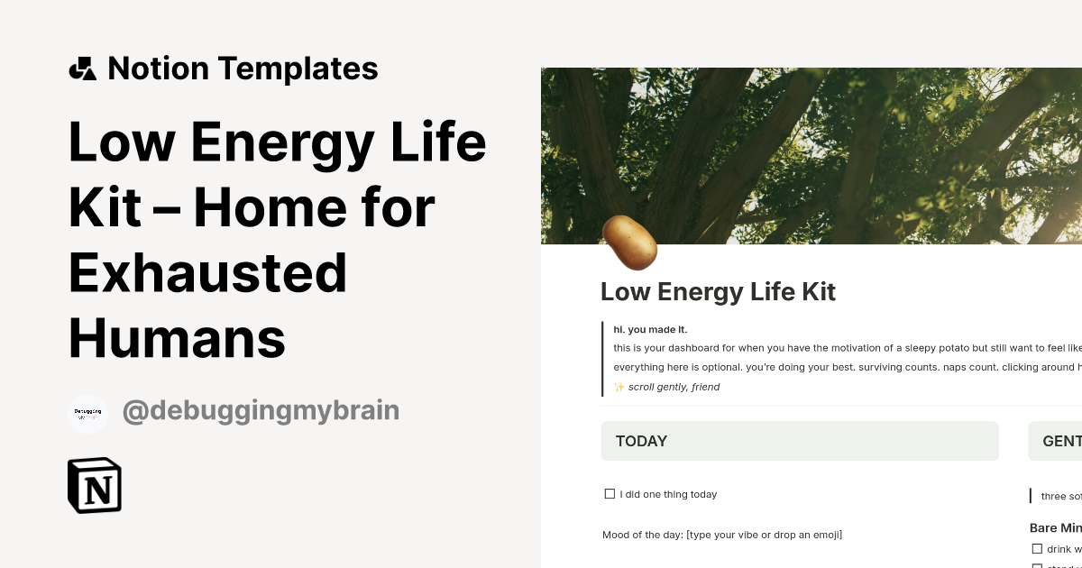 Low Energy Life Kit – Home for Exhausted Humans Template | Notion ...