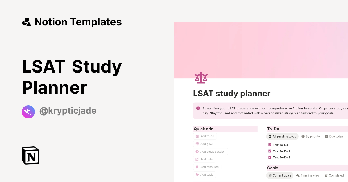 LSAT Study Planner Template | Notion Marketplace