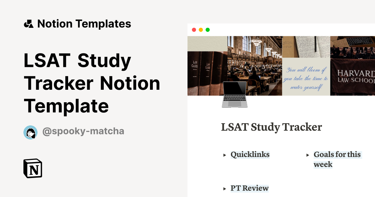 LSAT Study Tracker Notion Template Template by Spooky Matcha | Notion Marketplace