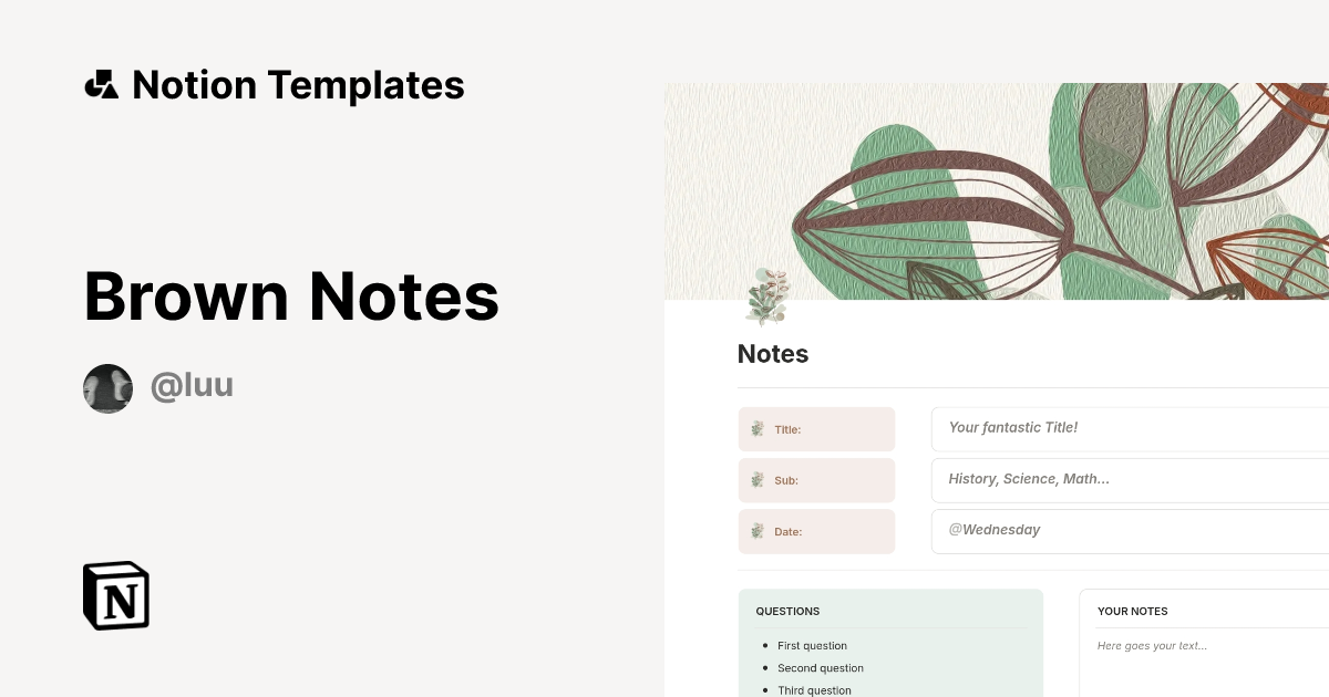 Brown Notes Template | Notion Marketplace