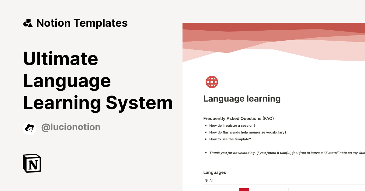 Ultimate Language Learning System Template | Notion Marketplace