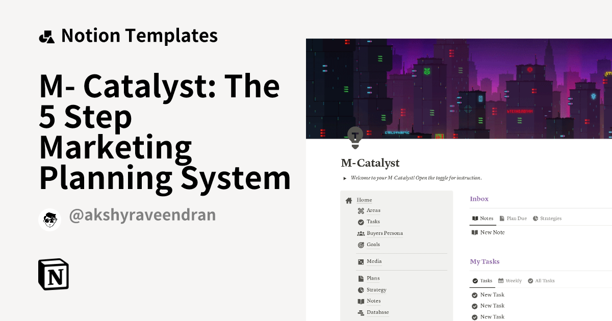 M- Catalyst: The 5 Step Marketing Planning System Template by Akshay Raveendran | Notion Marketplace