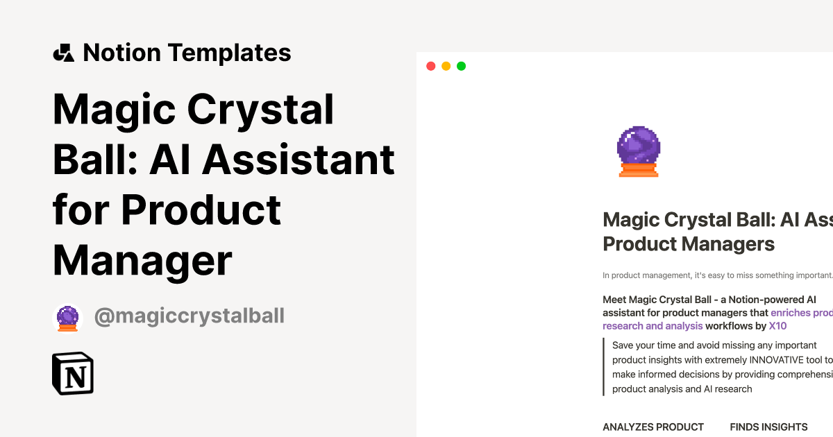 Magic Crystal Ball: AI Assistant for Product Manager Template | Notion ...