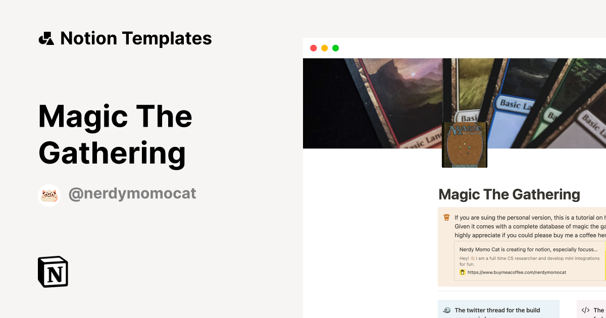 Magic The Gathering Template | Notion Marketplace