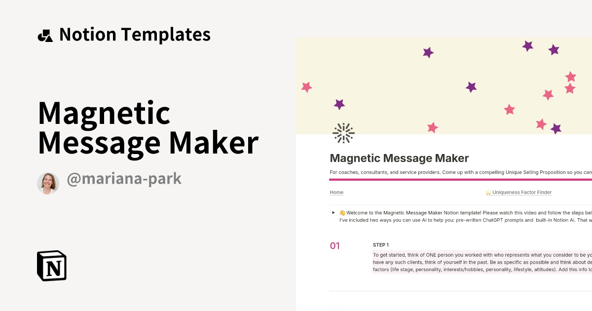 Magnetic Message Maker Template | Notion Marketplace
