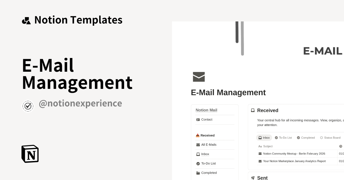 E-Mail Management Template | Notion Marketplace